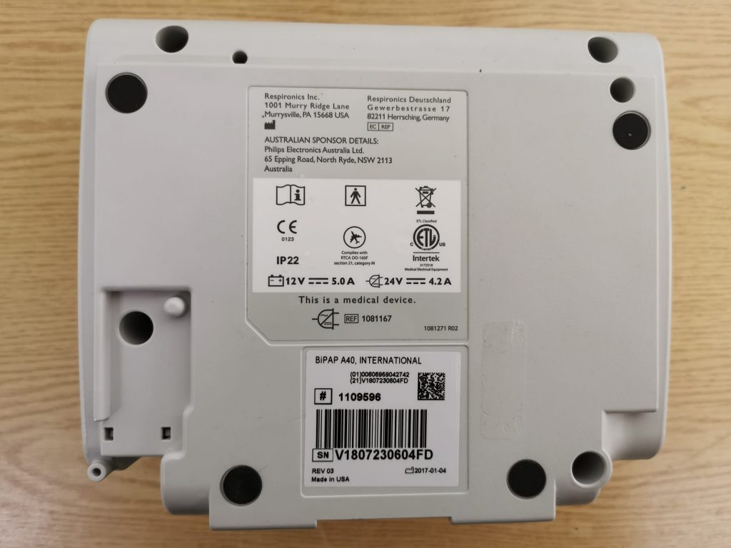 BIPAP Philips Respironics BIBPAP A40 Ventilator with power adapter Bi ...