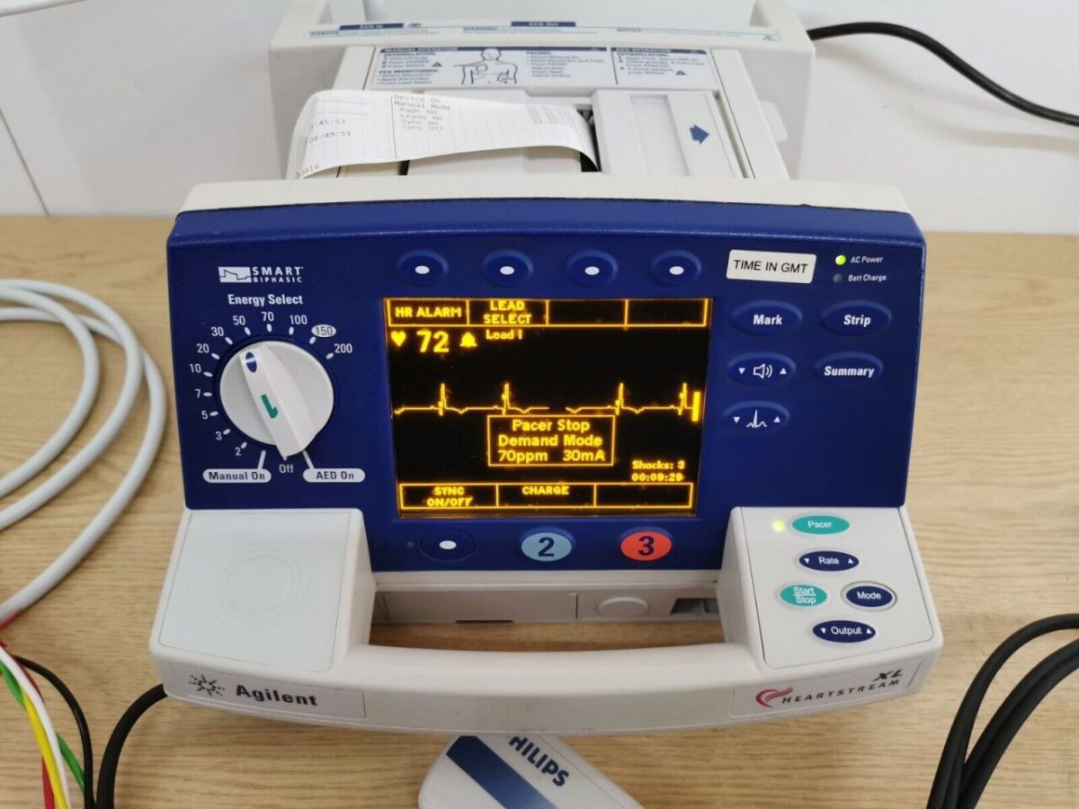 PHILIPS Agilent Heartstart XL M4735A with pacer + ECG + therapy cable ...